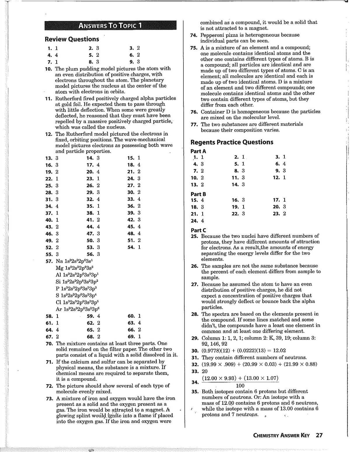 Chemistry Regents Exam Answers and Solutions Guide